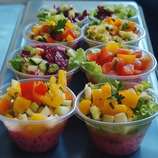 Colorful Mini Salad Cups - My Tasteful Recipes