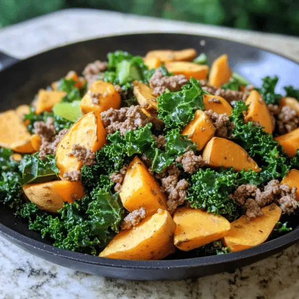 Ground Beef Skillet with Sweet Potato and Kale - My Tasteful Recipes