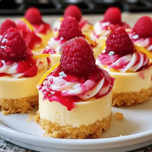 Mini Lemon Raspberry Cheesecakes - My Tasteful Recipes