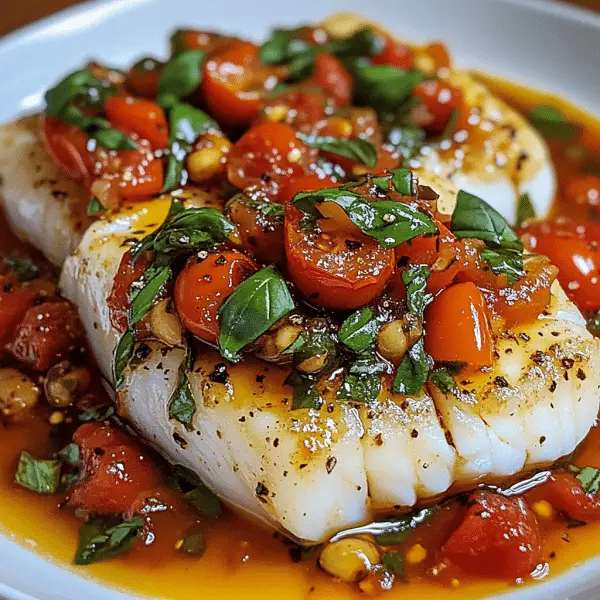 Pan-Seared Mediterranean Cod in Tomato Basil Sauce - My Tasteful Recipes