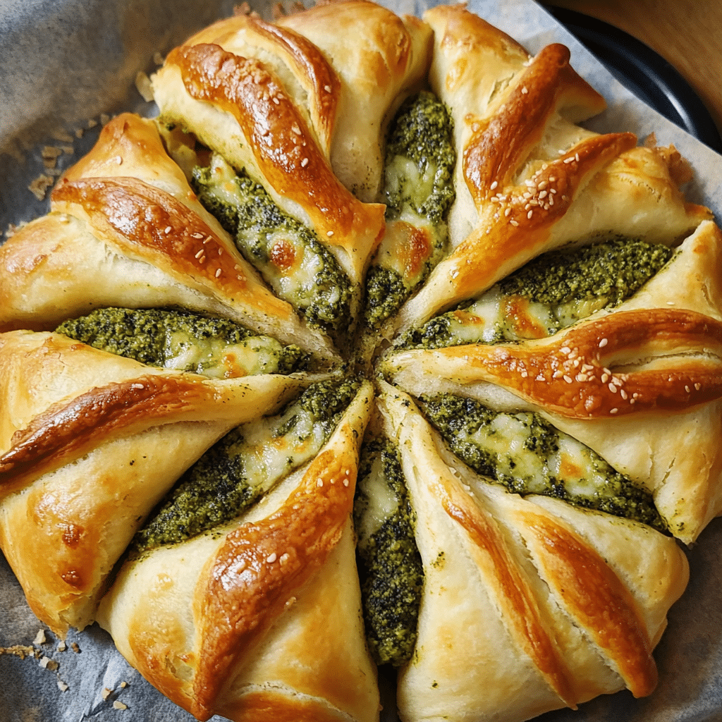 Pesto Pizza Stuffed Star Bread - My Tasteful Recipes