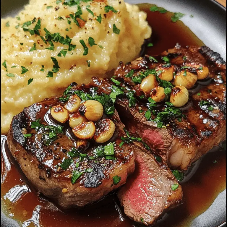Ribeye and Roasted Garlic Pan Sauce - My Tasteful Recipes