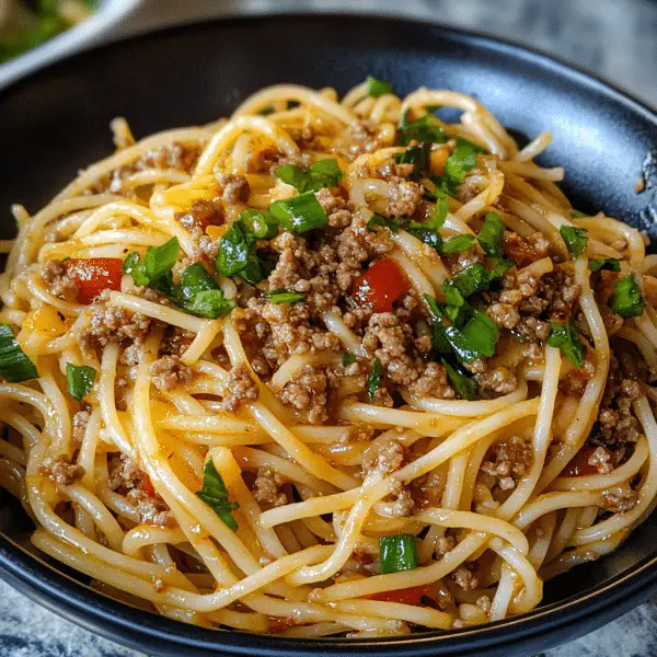 Asian-Style Ground Beef Spaghetti - My Tasteful Recipes