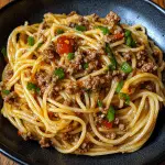 Asian-Style Ground Beef Spaghetti - My Tasteful Recipes