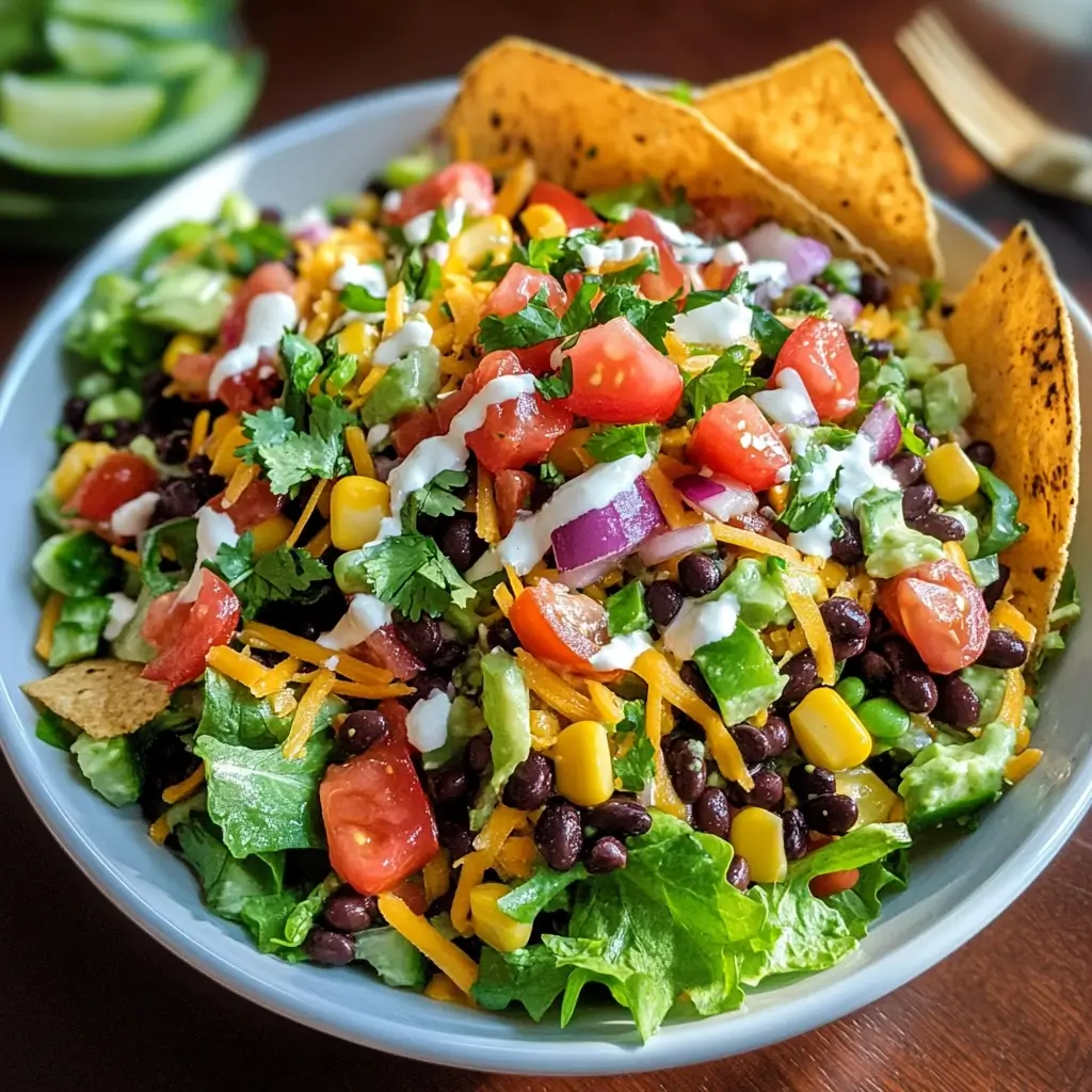 Vegetarian Black Bean Taco Salad Recipe - My Tasteful Recipes