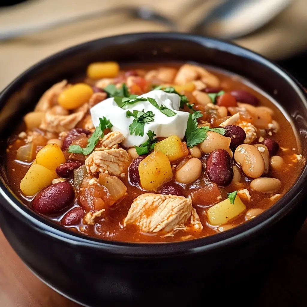 Crock Pot Pinto Bean Chicken Chili Stew Recipe - My Tasteful Recipes