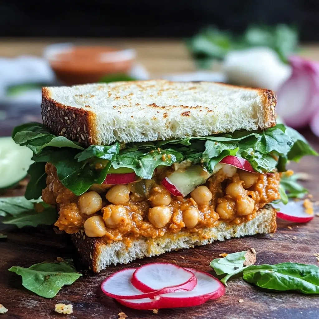 Harissa Chickpea Smash Sandwich Recipe - My Tasteful Recipes