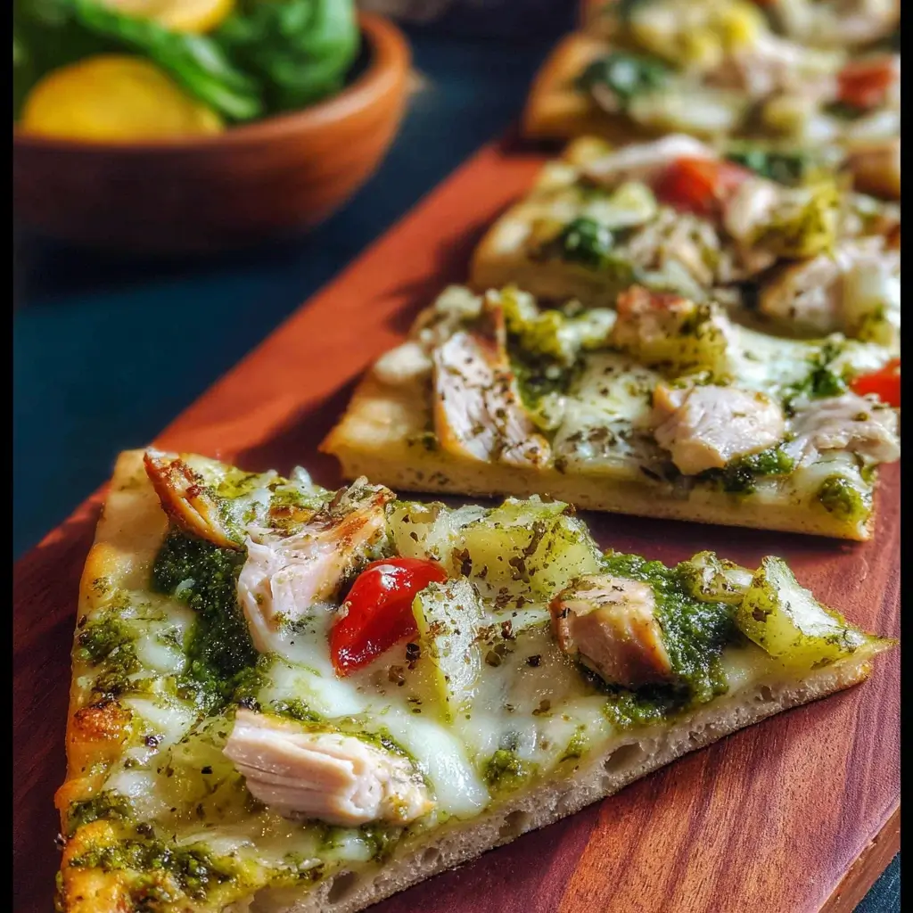 Chicken Pesto Flatbread Pizza Recipe - My Tasteful Recipes