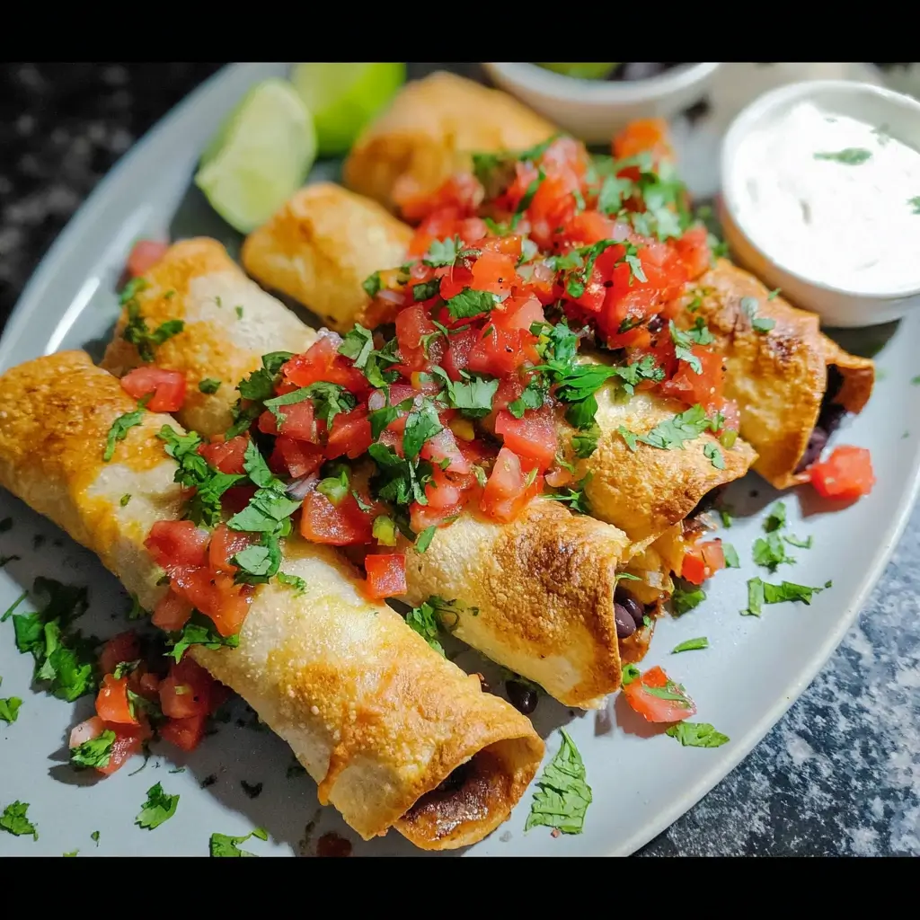 Easy Vegan Taquitos with Black Beans Recipe - My Tasteful Recipes