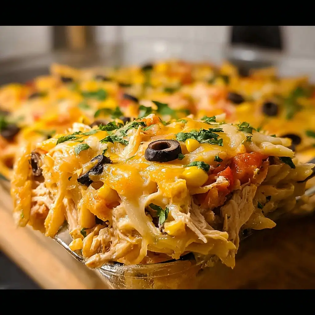 Fiesta Chicken Pasta Casserole Bake Recipe - My Tasteful Recipes