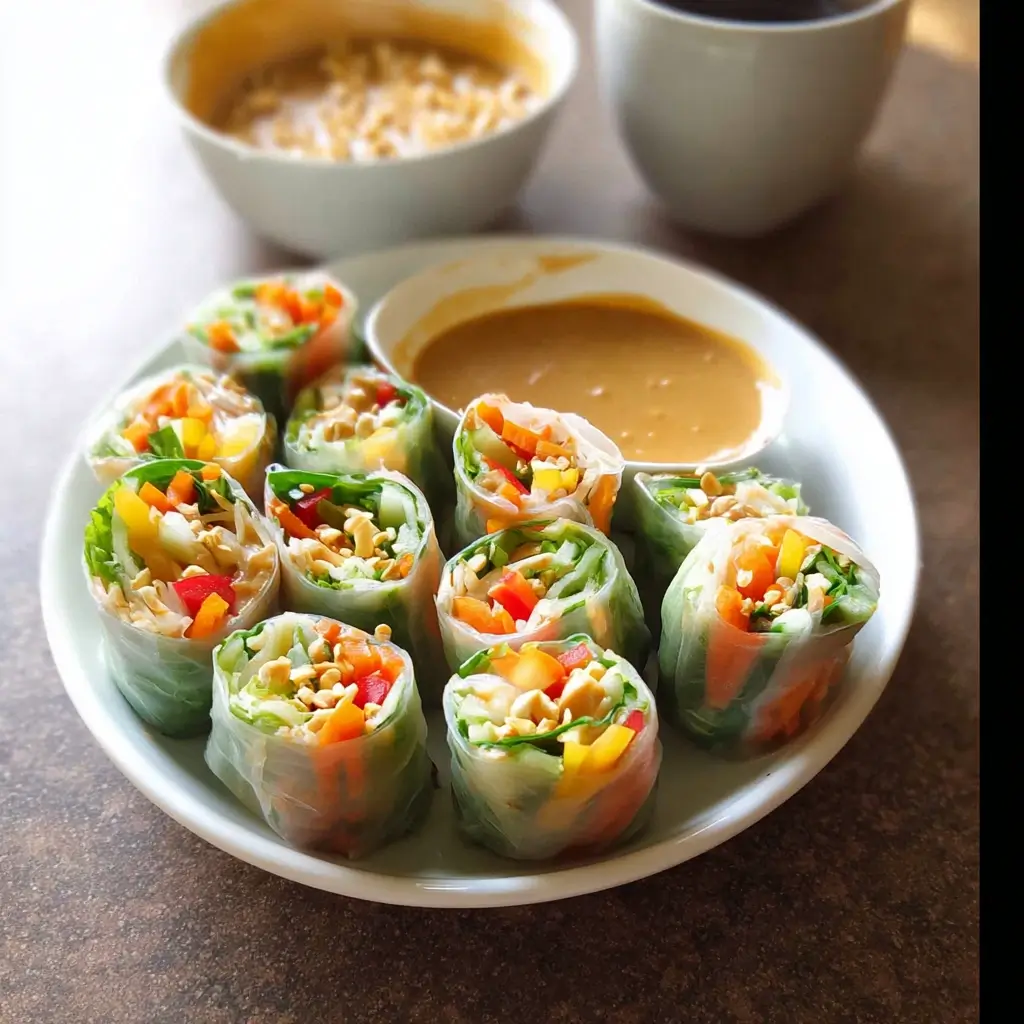 Thai Summer Rolls with Peanut Sauce Recipe - My Tasteful Recipes