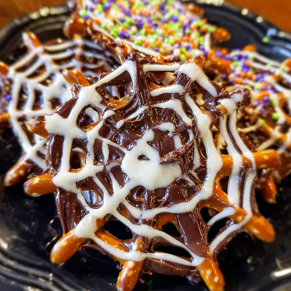 Chocolate Pretzel Spiderwebs Recipe - My Tasteful Recipes