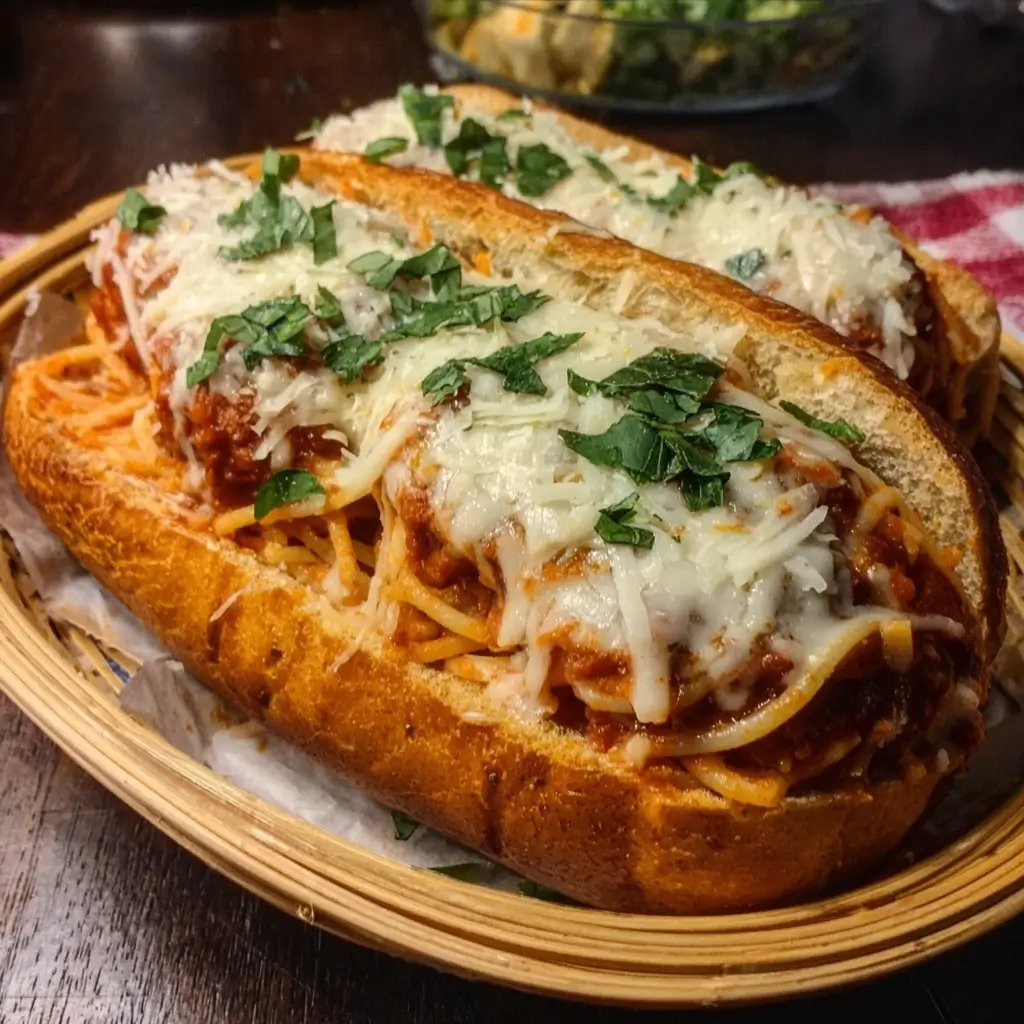 Spaghetti Stuffed Subs Recipe - My Tasteful Recipes