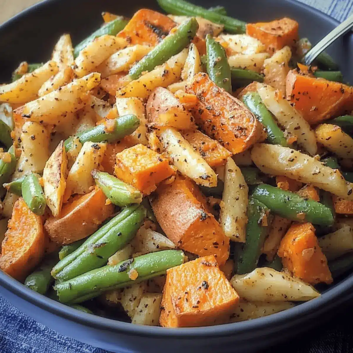 Easy Roasted Sweet Potato and Green Bean Medley with Bold Flavors - My ...